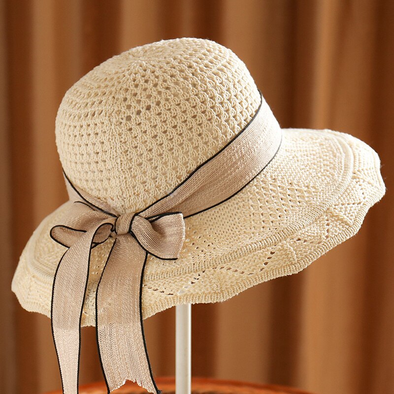 Foldable Wide Brim Floppy Girls Crochet Knit Hat S... – Grandado