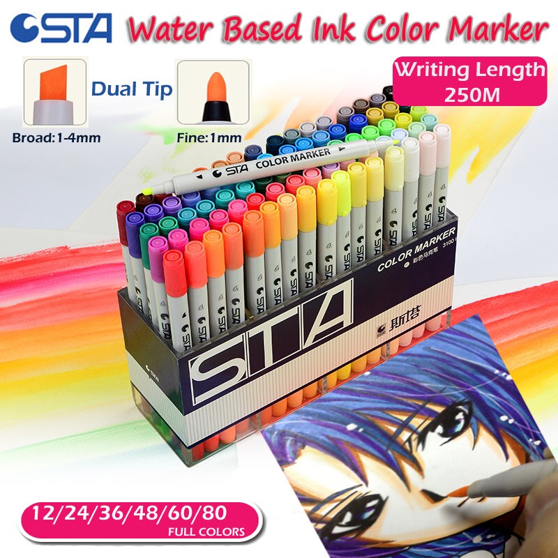 STA 3100 Dual Tip Markers Pennen Set Levendige, ve... – Vicedeal