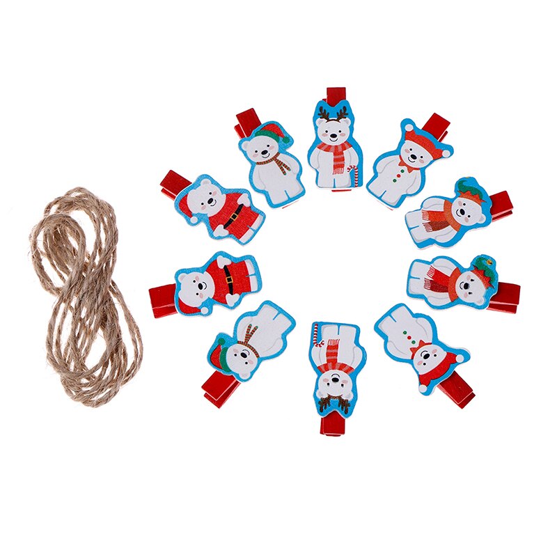 10Pcs/set Red Christmas Santa Claus Wood Clips Min... – Vicedeal