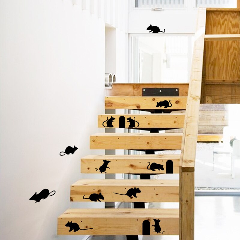 Cartoon Funny Mouse hole wall stickers Cute rat ho... – Grandado