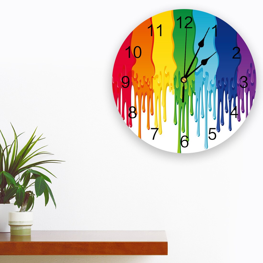 Paint Flowing Colorful Paint PVC Wall Clock Living... – Vicedeal