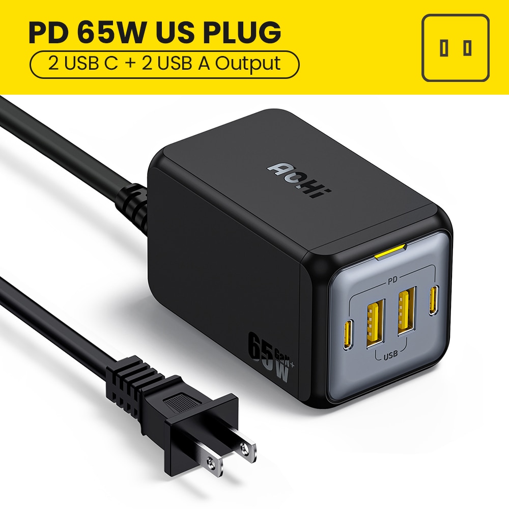 Aohi Usb C Lader Gan 65W 4-Port Desktop Usb Oplade... – Vicedeal