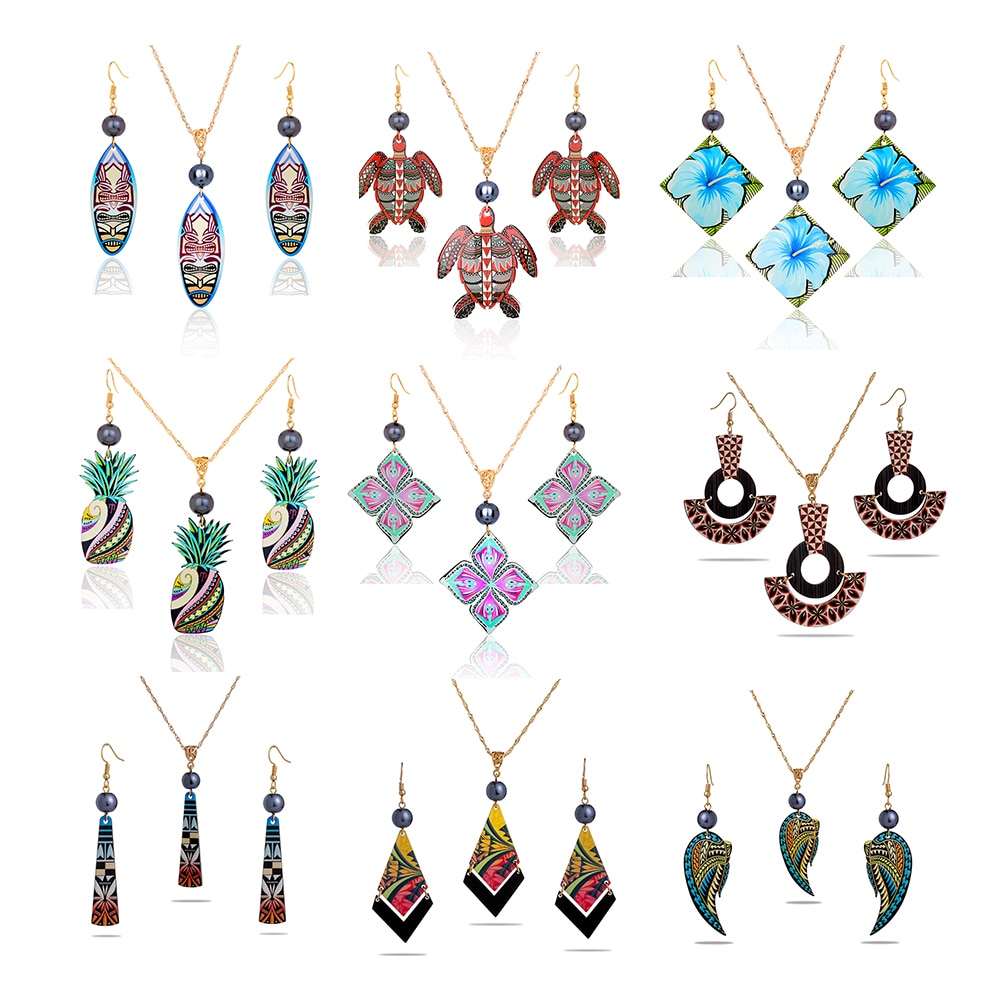 Cring Coco Hawaiian Polynesian Jewelry Sets Acryli... – Vicedeal