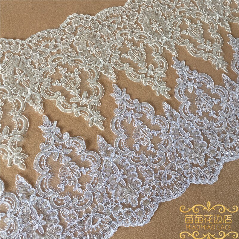 Delicate 1Yard White/Ivory Sequin Cording Fabric F... – Grandado