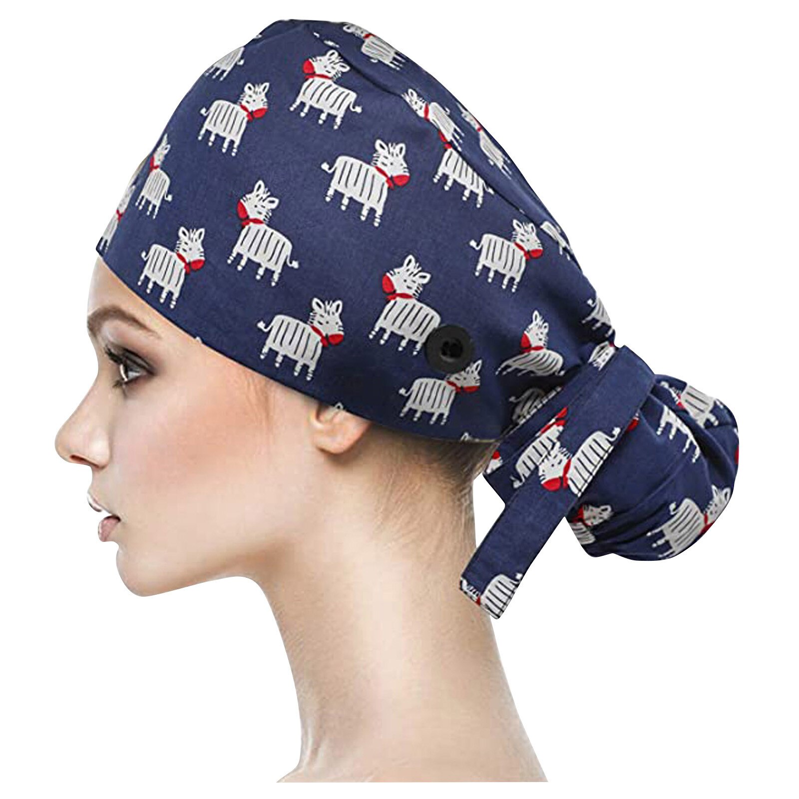 Print Flowers women's operating room hats pharmacy... – Grandado