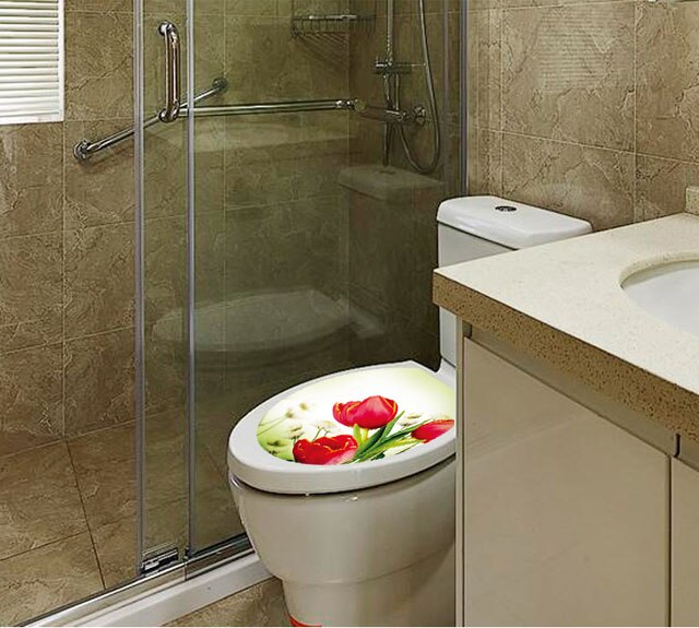 [Fundecor] Waterdichte Rode Bloem Wc Sticker Voor ... – Vicedeal