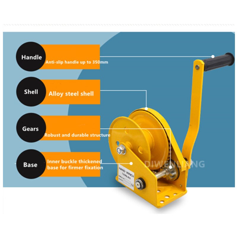 Portable Hand Operated Manual Lifting Winch Cable ... – Grandado