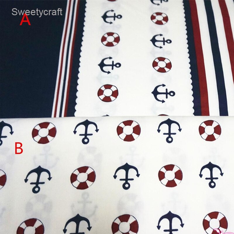 Tela acolchada de algodón con estampado de ancla d... – Grandado