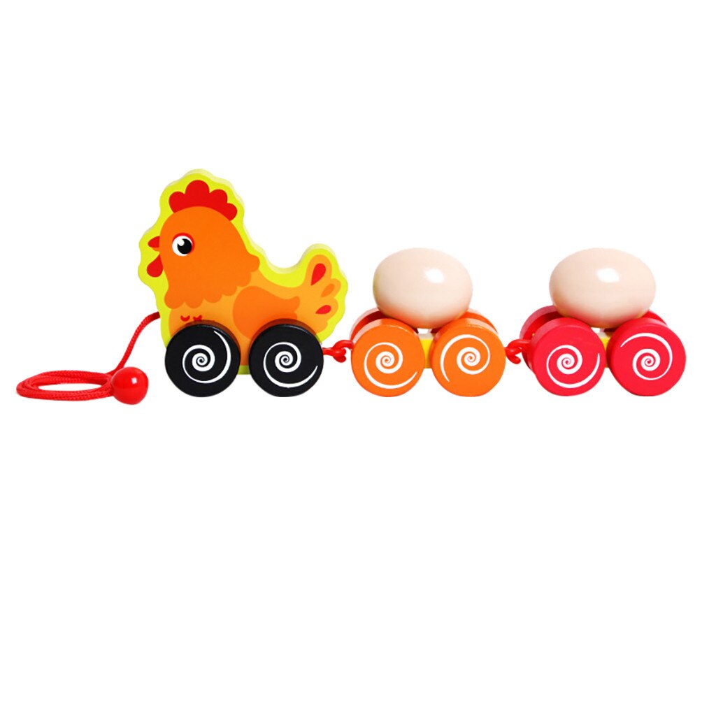Wooden Pull Along Children's wooden hen pulling eg... – Vicedeal