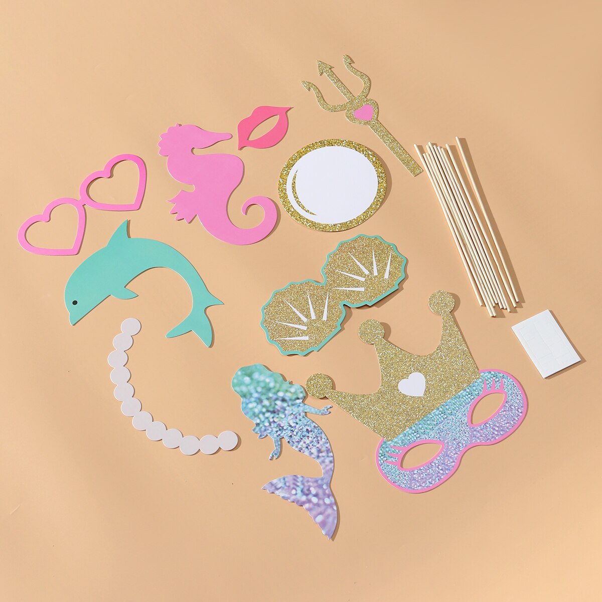 1 Set Photobooth Props Mermaid Photo Booth Props P... – Grandado