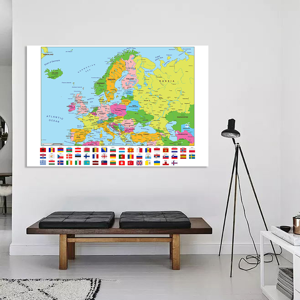 150*100cm The Europe Political Map with National F... – Grandado