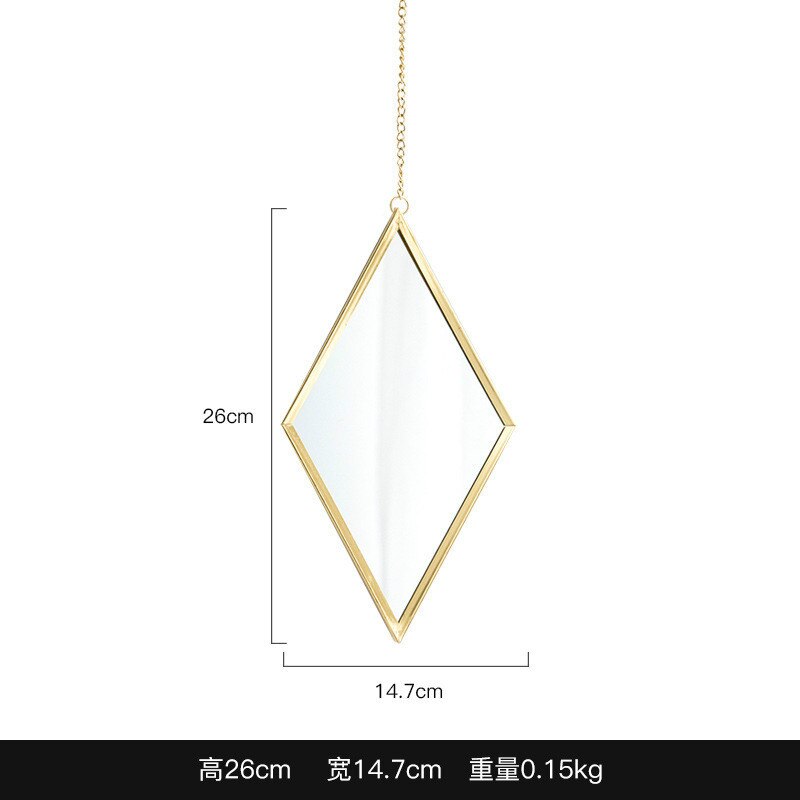 Nordic Wall Hanging Diamond Shape Mirror Gold Hand... – Grandado