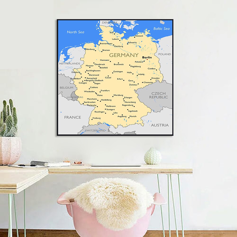 60*60 cm The Germany Map Decorative Canvas Paintin... – Grandado