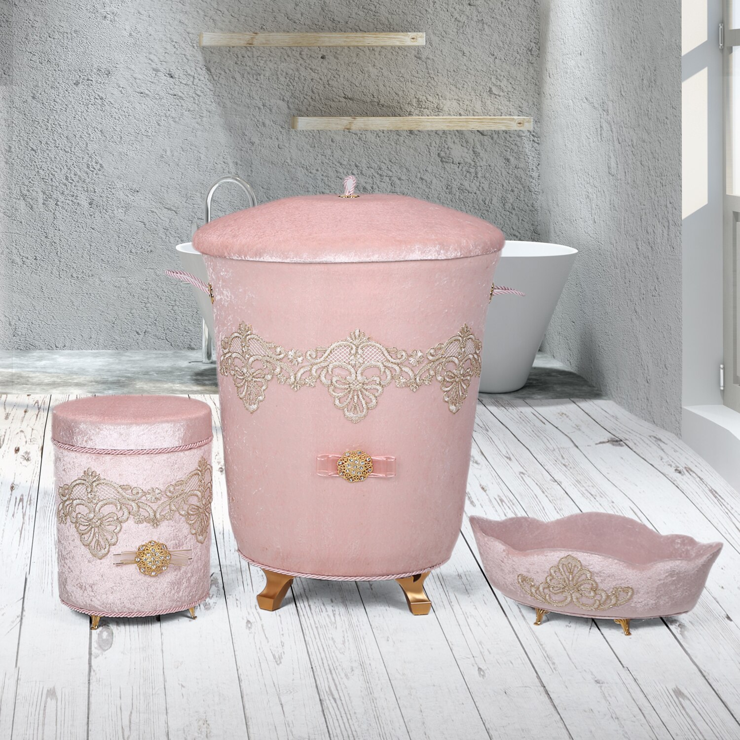 Bonny Home Golden 3 Pieces Laundry Basket Set Towe... – Grandado