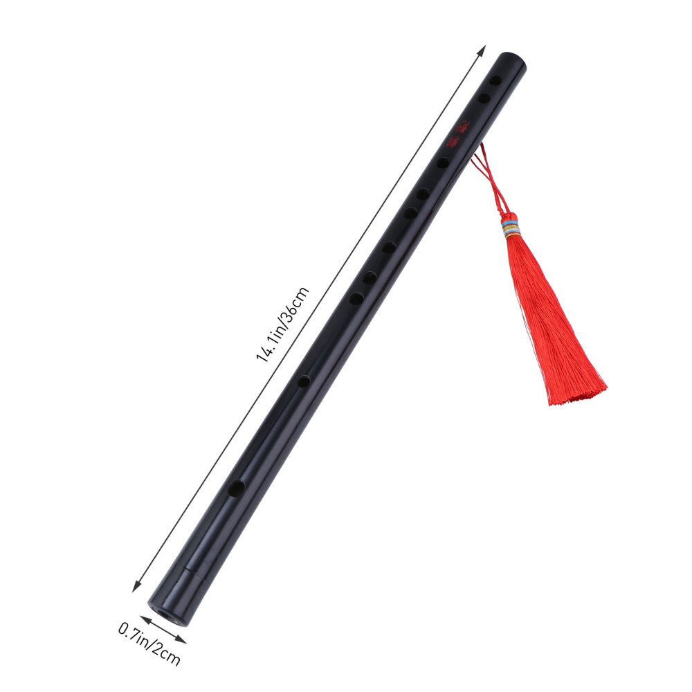 Flauta de bambú negra con borlas, instrumento Musi... – Grandado