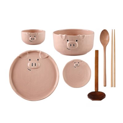 Cute Cartoon Plate Set Ceramic Tableware Household... – Grandado