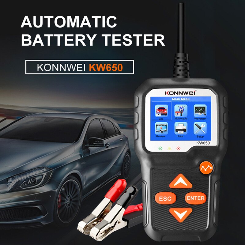 KONNWEI KW650 Car Motorcycle Battery Tester 12V 6V... – Grandado