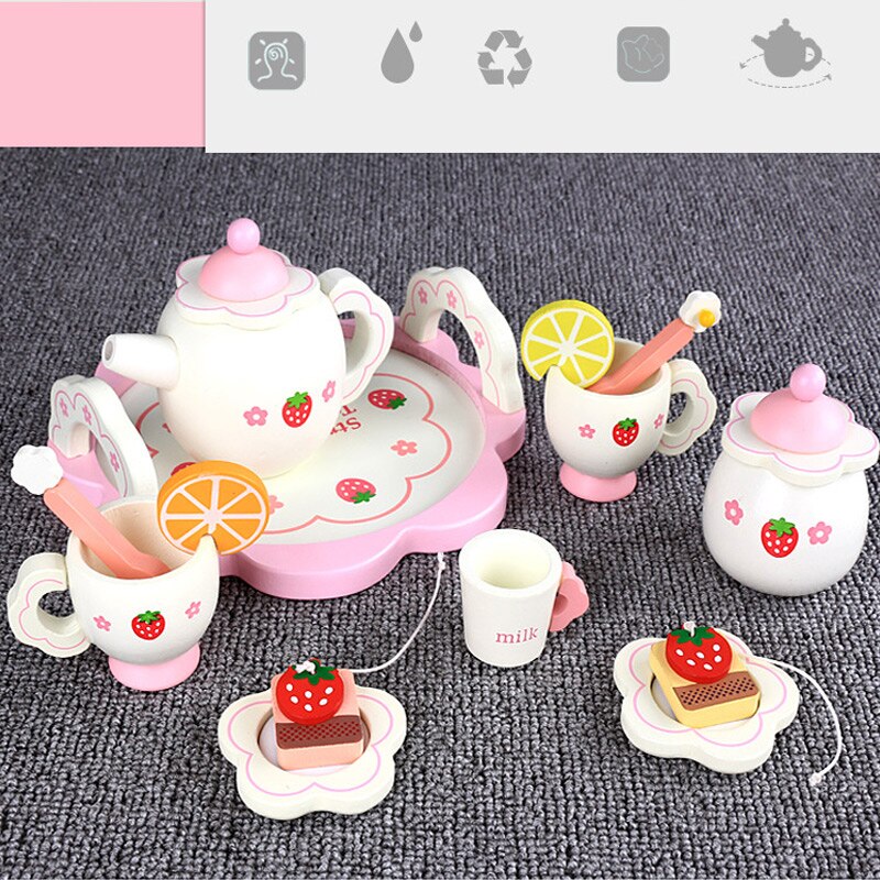 Wooden Mini Tea Set Toy Cup Teapots Tray for Child... – Vicedeal