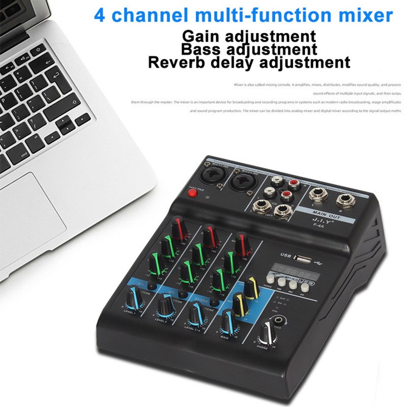 4 Channel Bluetooth Mixer o Mixing DJ Console with... – Grandado