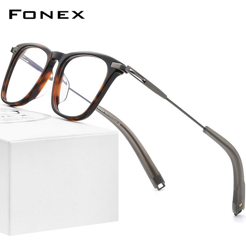 FONEX Acetate Titanium Glasses Frame Men 2022 Retr... – Grandado
