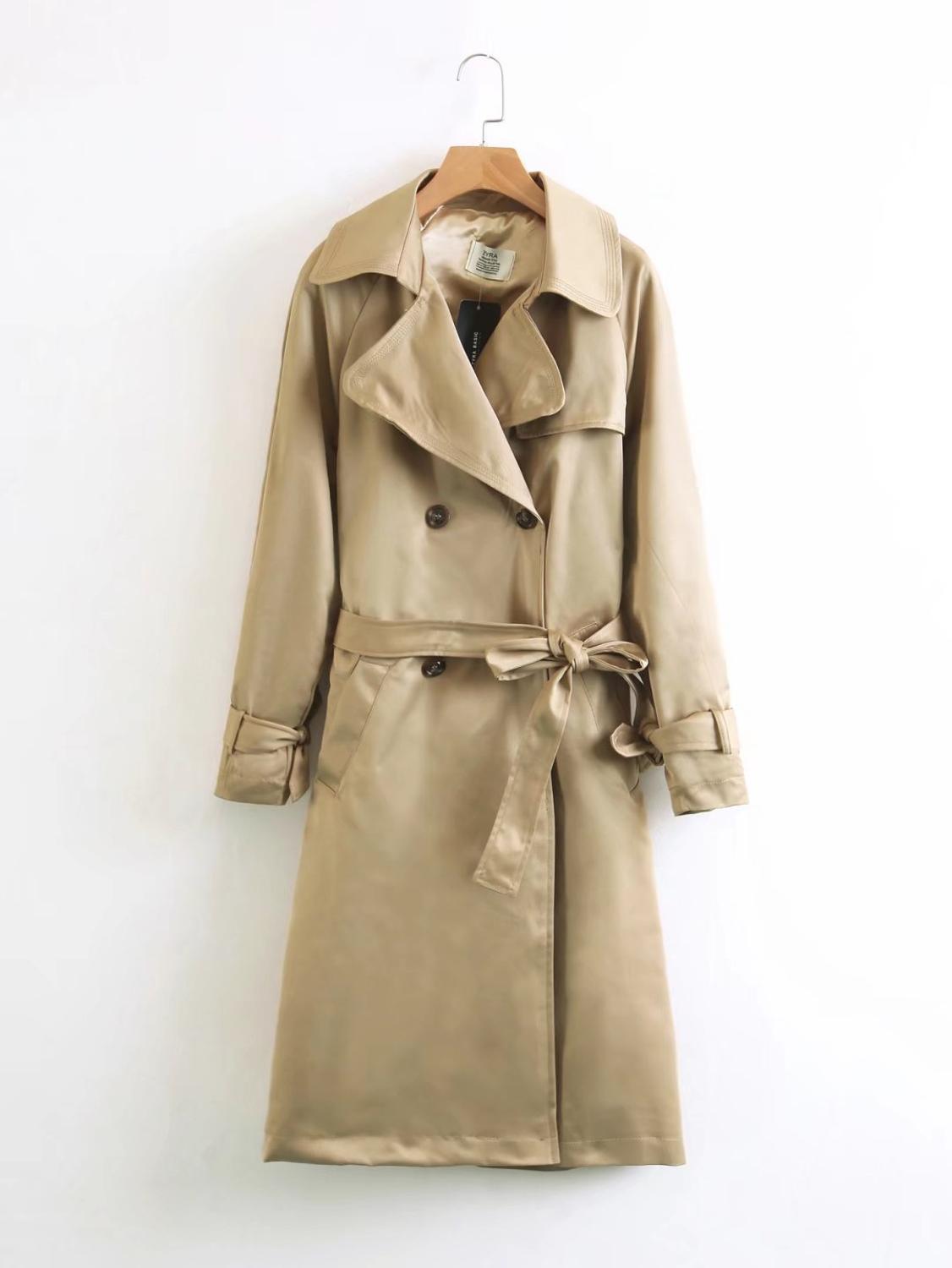 retro spring autumn Trench women Solid Color Lady ... – Grandado