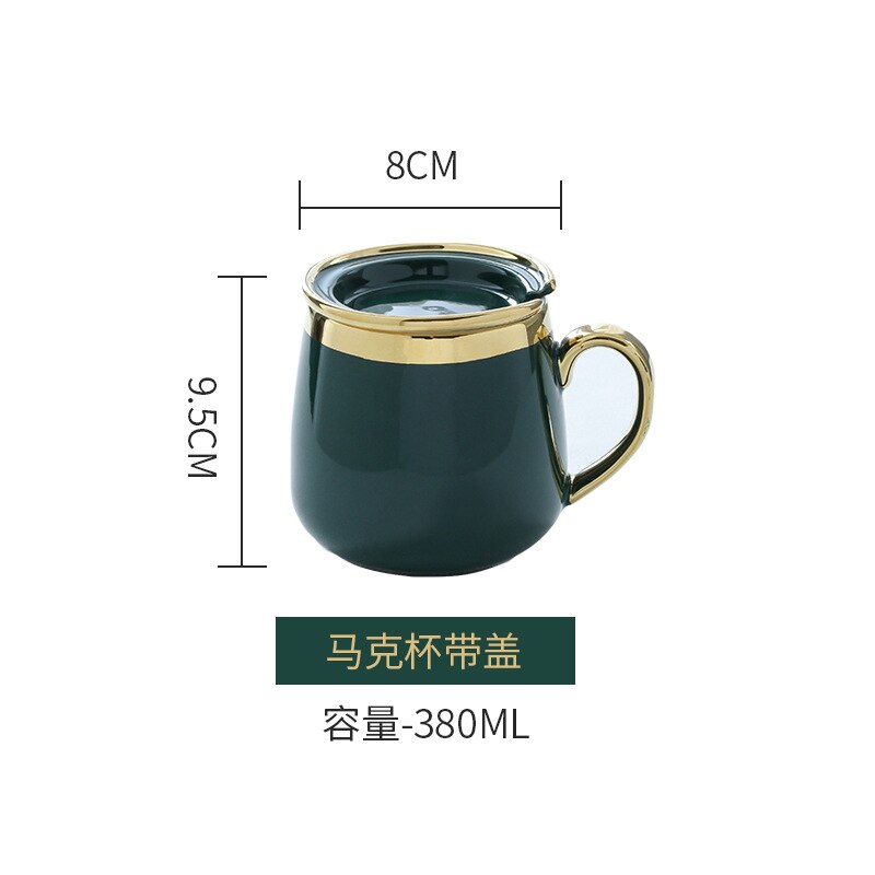 Nordic Style Gold Inlay Green Ceramic Plate Coffee... – Vicedeal