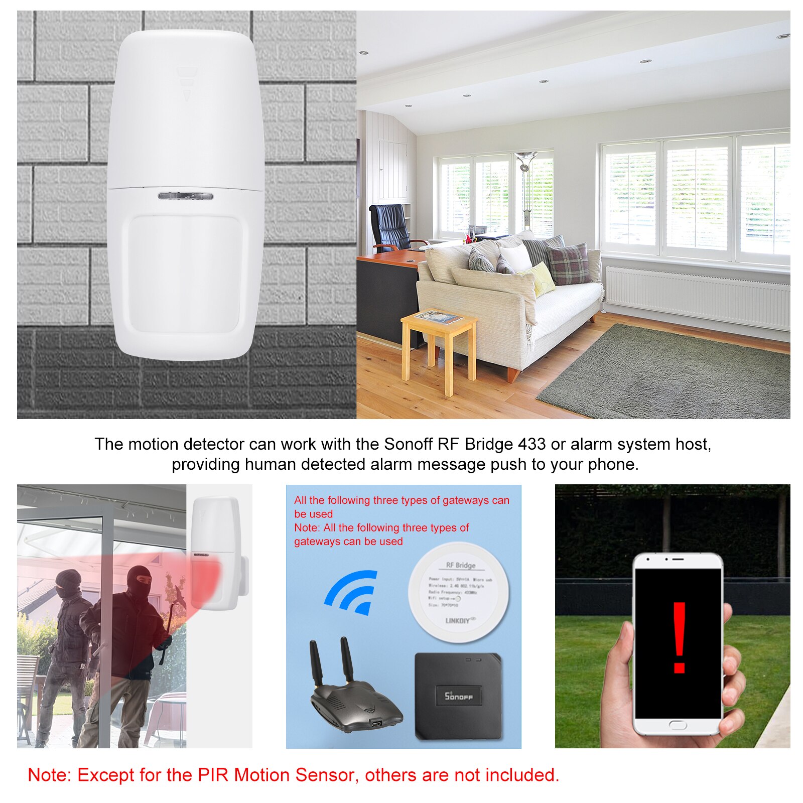 PIR Wireless PIR Motion Sensor RF 433Mhz Infrared ... – Grandado