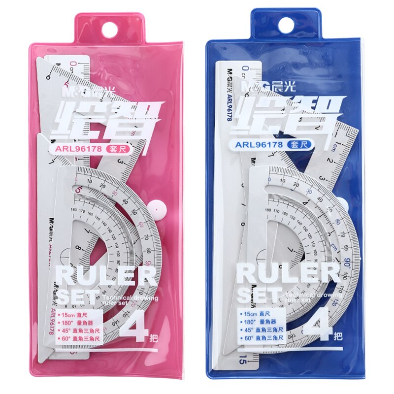 M&G 4pcs set aluminum ruler set metal geometry mat... – Grandado