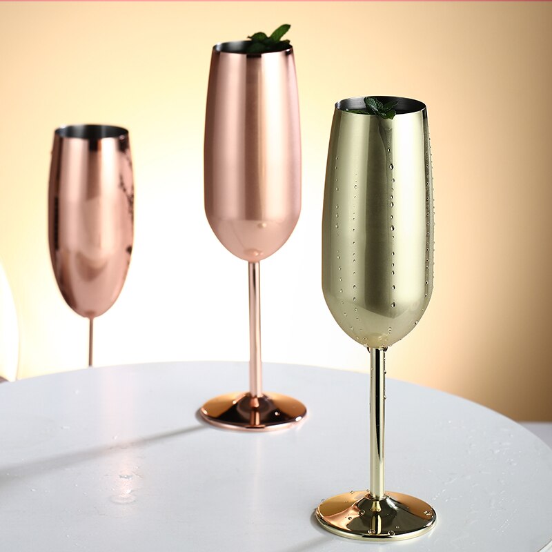 2Pcs/Set Stainless Champagne Glasses Brushed Gold ... – Vicedeal