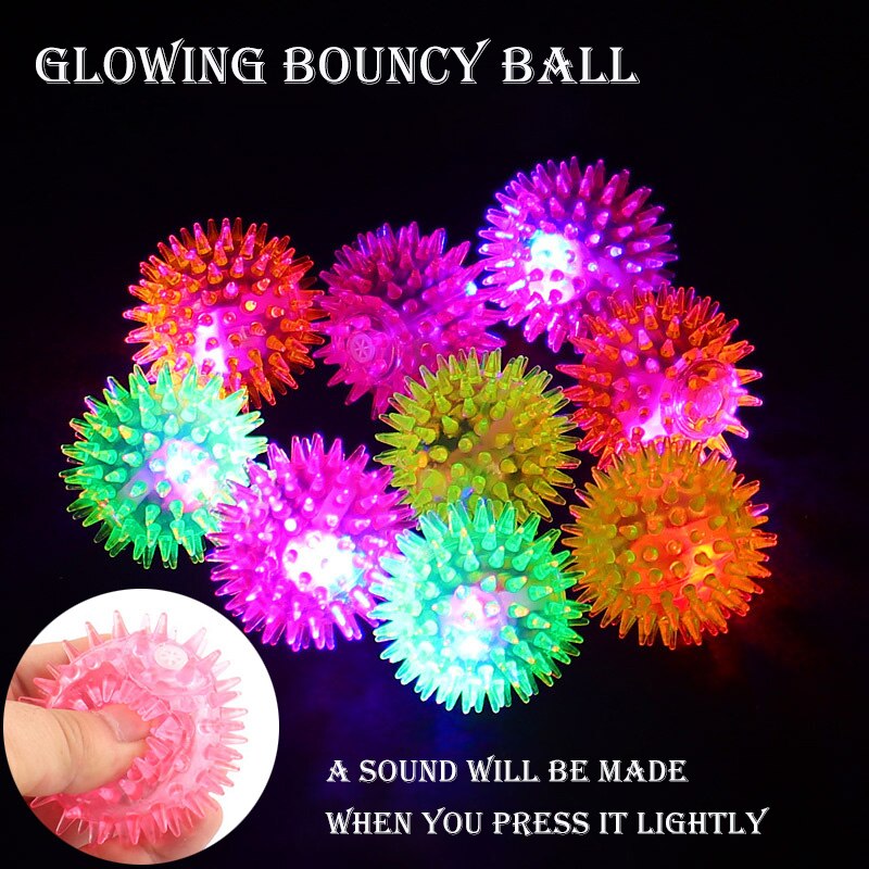 Flashing Spiky Ball Light-Up Rubber High Bouncy Ba... – Grandado