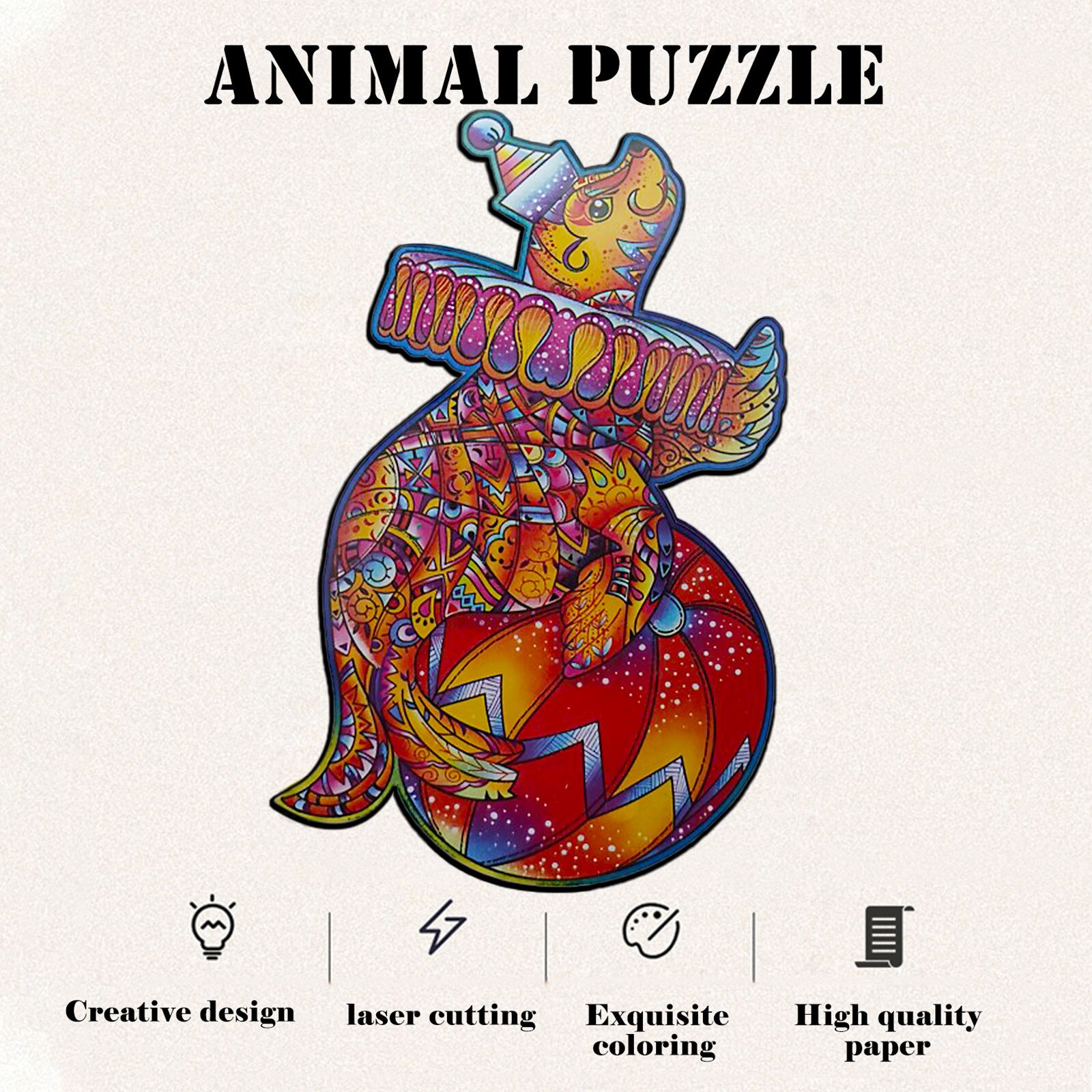 DIY Wooden Jigsaw Puzzles Natural Animal Unique Sh... – Grandado