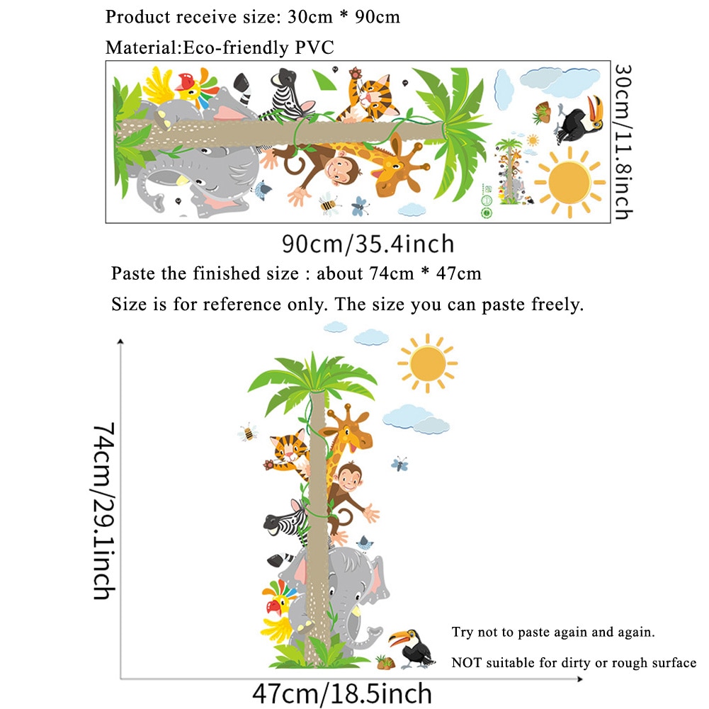 Animals Coconut Tree Wall Sticker Living Room For ... – Vicedeal