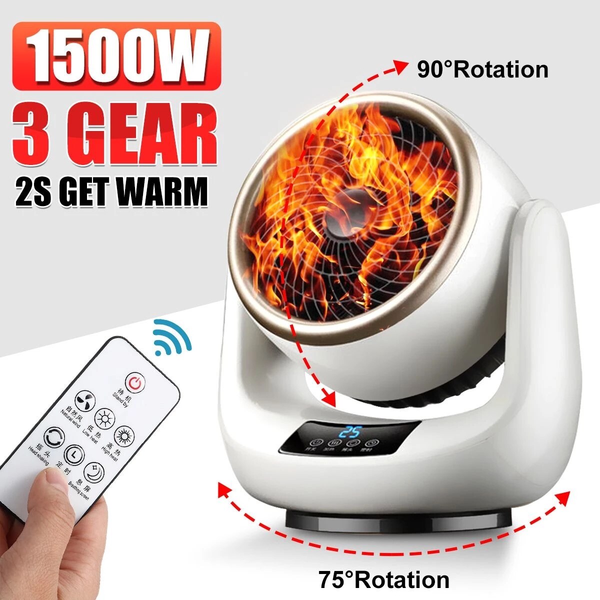 1500W Electric Heater Portable Fan Heater Mini Des... – Grandado