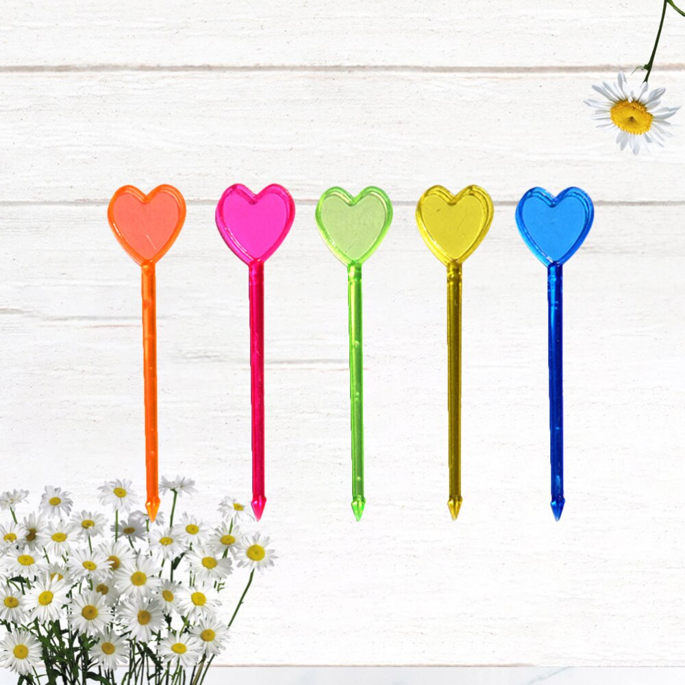 Disposable Fruit Fork Heart-shaped Fruit Picks Col... – Grandado