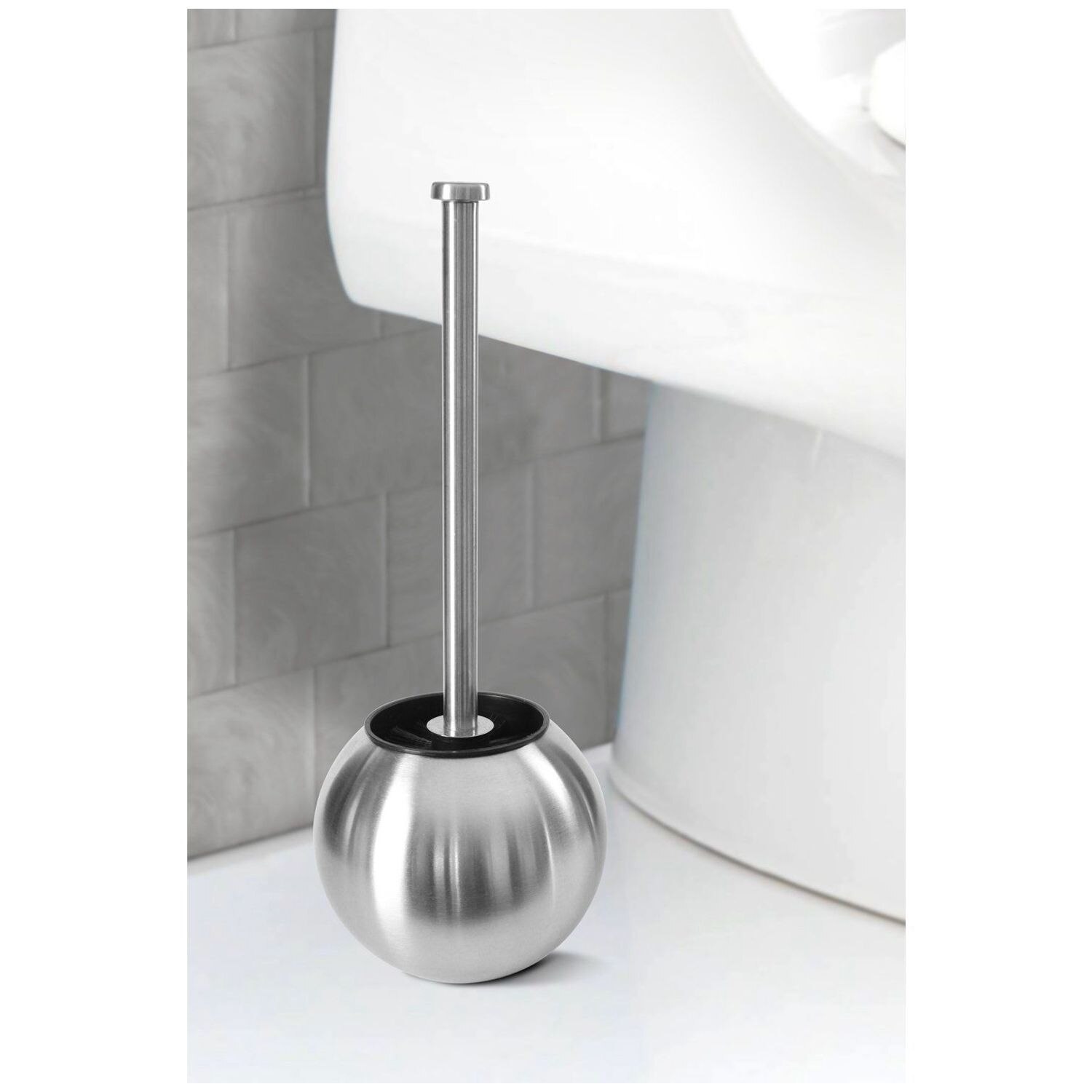 Deluxe Silver Wc Borstel met Rvs Ball Houder Winke... – Grandado