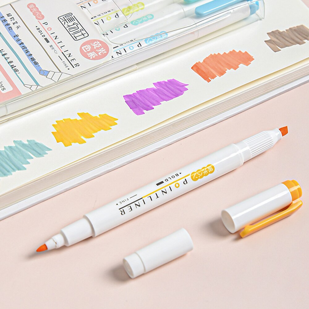 6/8/25colors Double Line Highlighter Marker Pen Su... – Vicedeal