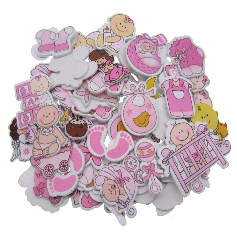 20/40Pcs Mixed pink painted wood crafts Buttons Ca... – Grandado