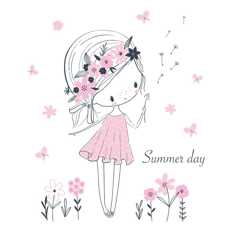Beautiful Summer Girl Wall Sticker Girls Room Bedr... – Grandado