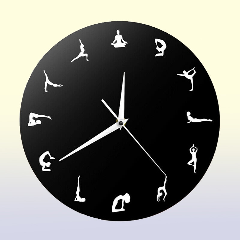 Yoga Postures Wall Clock Silent Clock Watch Home D... – Grandado