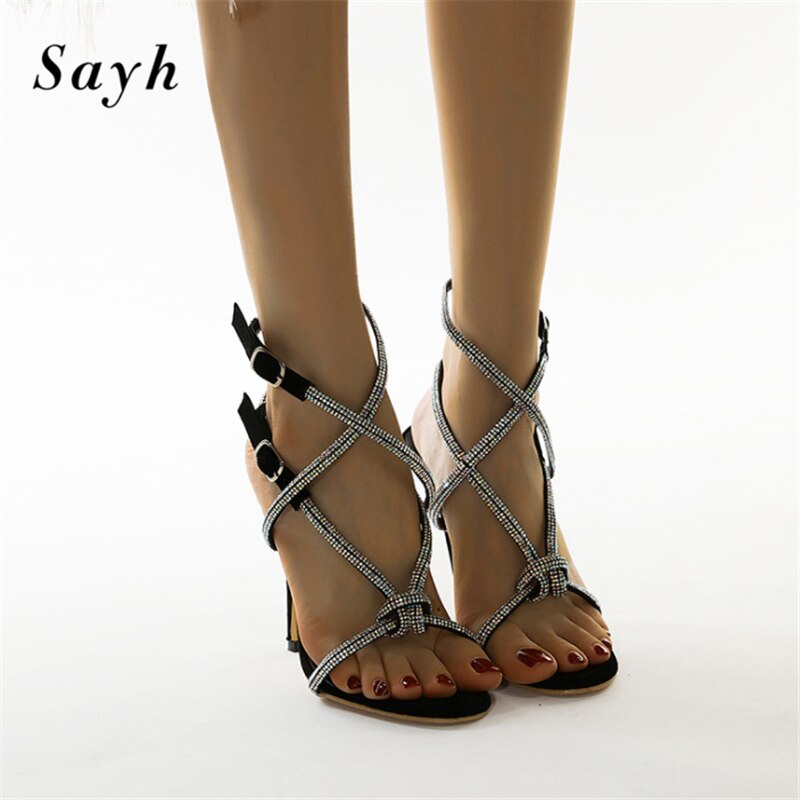 12CM High Heels Bling Women Peep Toe Sandals Shiny... – Grandado