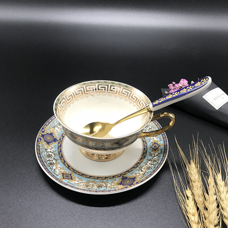 Luxury Ceramic Tea Cup And Saucer Golden Wave Reus... – Grandado