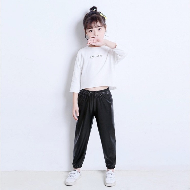 PU Girls Pants Spring Autumn Loose Pants For Kids ... – Grandado