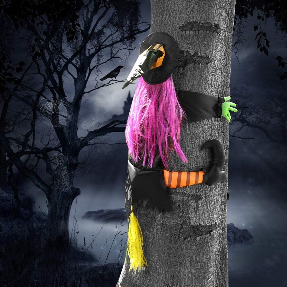 Crashing Witch Into Tree Halloween Decoration Door... – Vicedeal