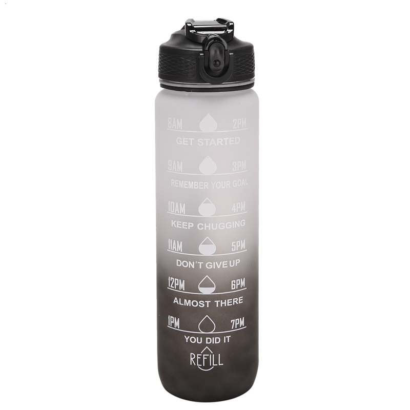 1000ML Tritan Fitness Sports Water Bottle with Tim... – Grandado