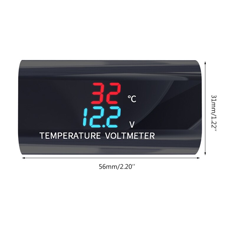 Waterproof DC 12V Voltmeter Thermometer 0.28inch D... – Grandado