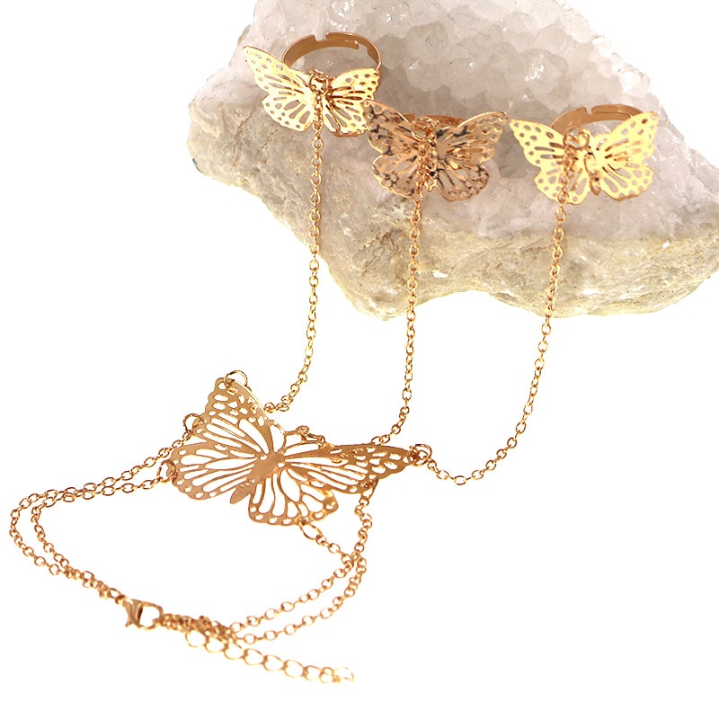 Butterfly Adjustable Gold/Silver Plated Bangles& B... – Grandado