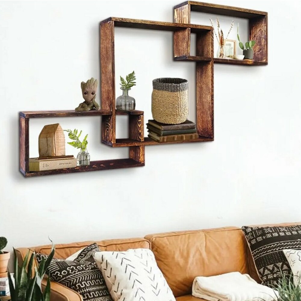 Decoratieve Houten 3Pcs Handgemaakte Muur Planken ... – Grandado