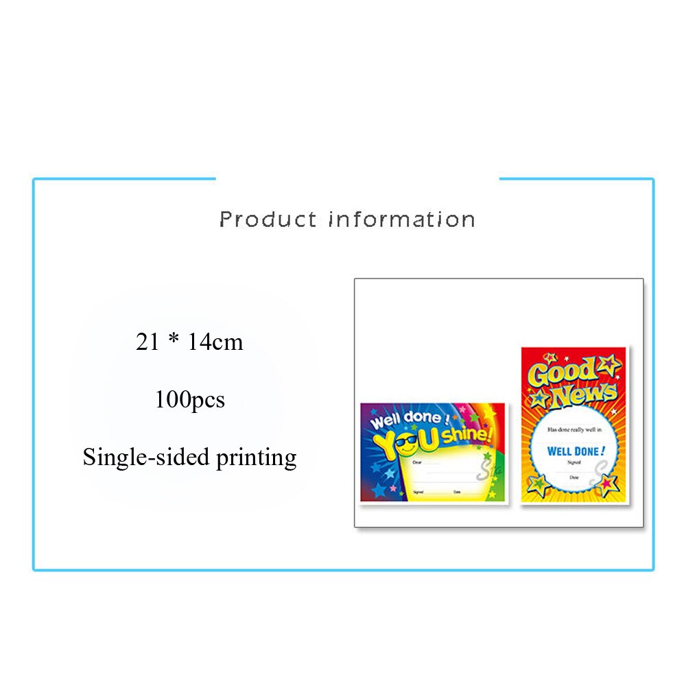 100 Pcs/Lot A5 English Children Award Certificates... – Grandado