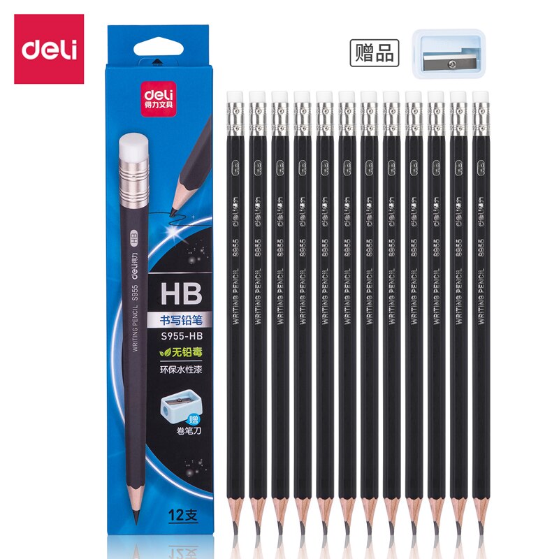 12pcs / box Deli s955-hb / 2B, black high-end log ... – Grandado