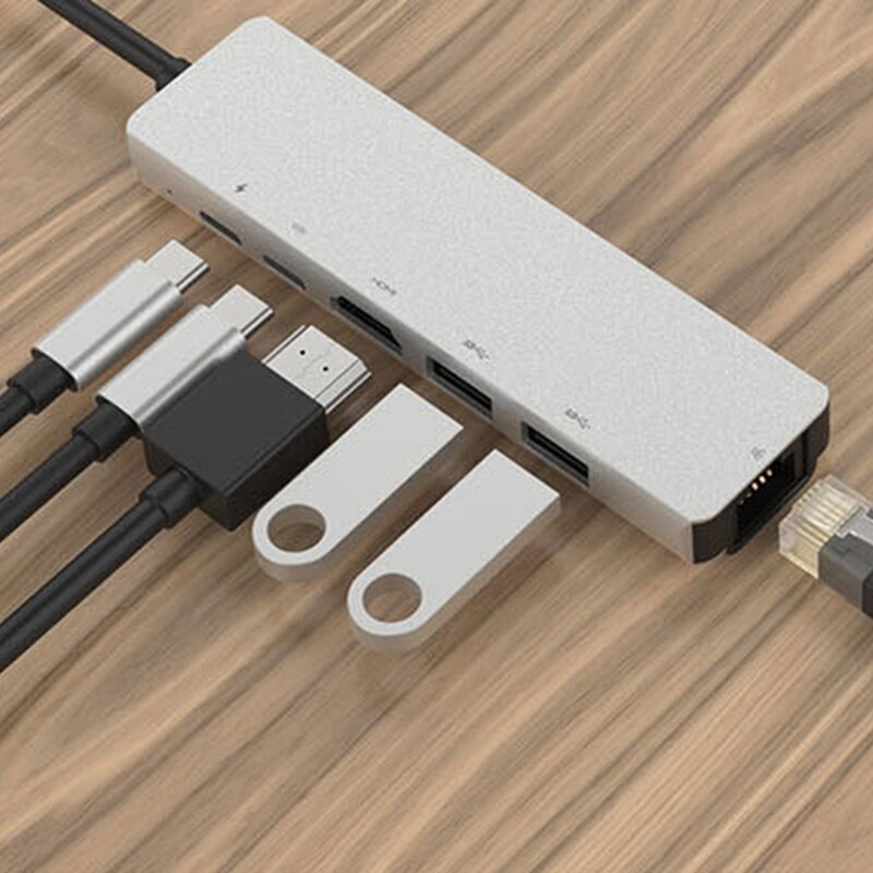 6 in 1 USB 3.0 High Speed Ports Type-C Hub USB-C t... – Grandado